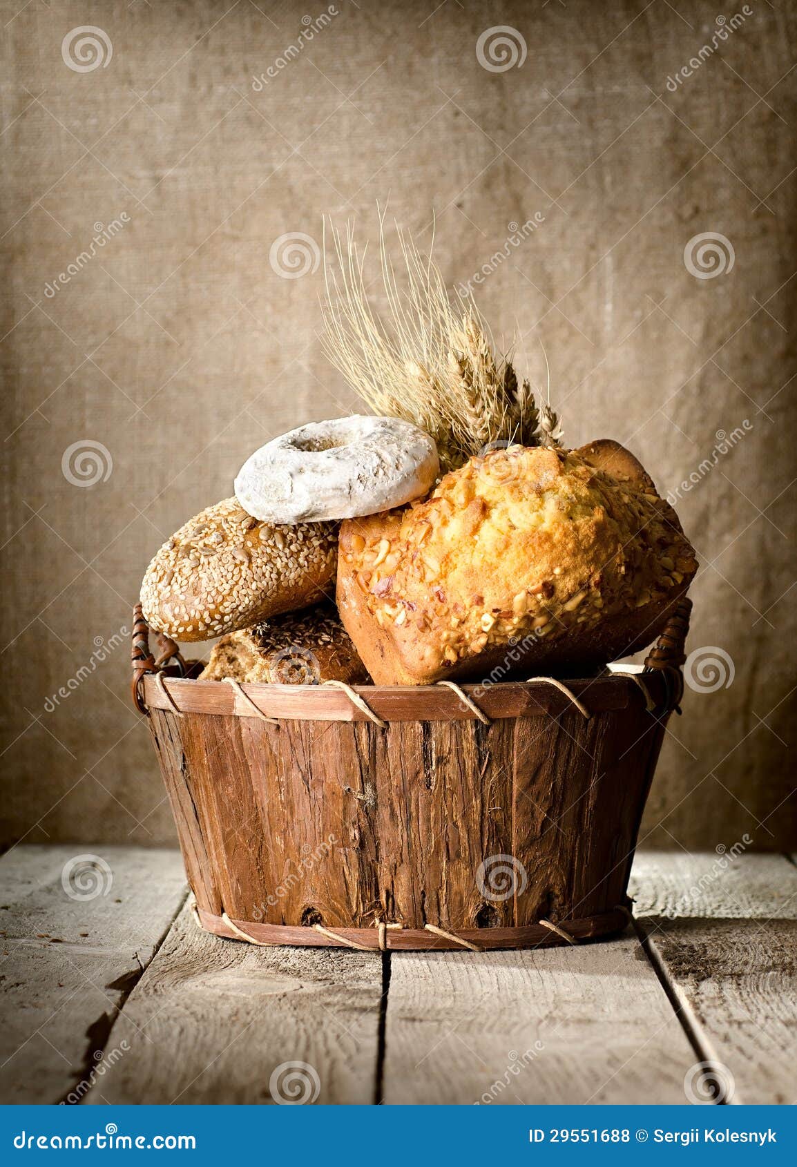 Bread Assortment in a Basket Stock Photo - Image of grain, brown: 29551688