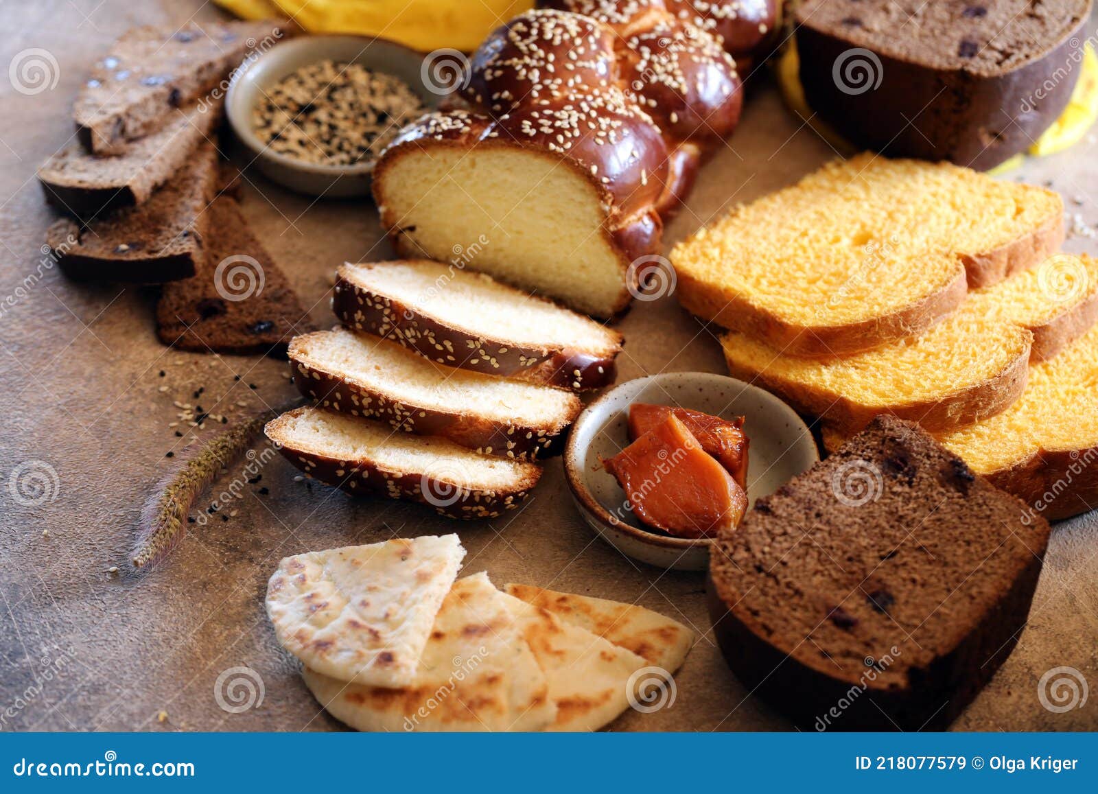 Bread assortment stock image. Image of baker, dark, traditional - 218077579