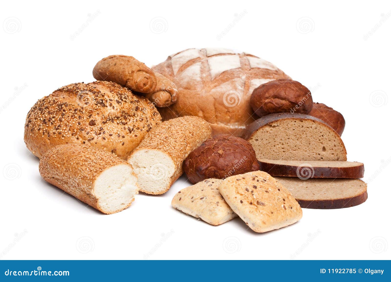 Bread assortment on white stock image. Image of baguette - 11922785