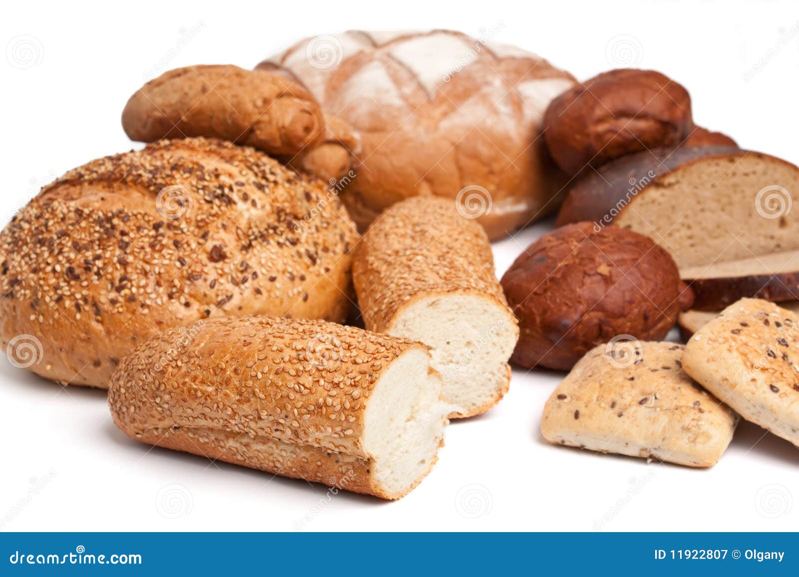 Bread assortment on white stock image. Image of grain - 11922807