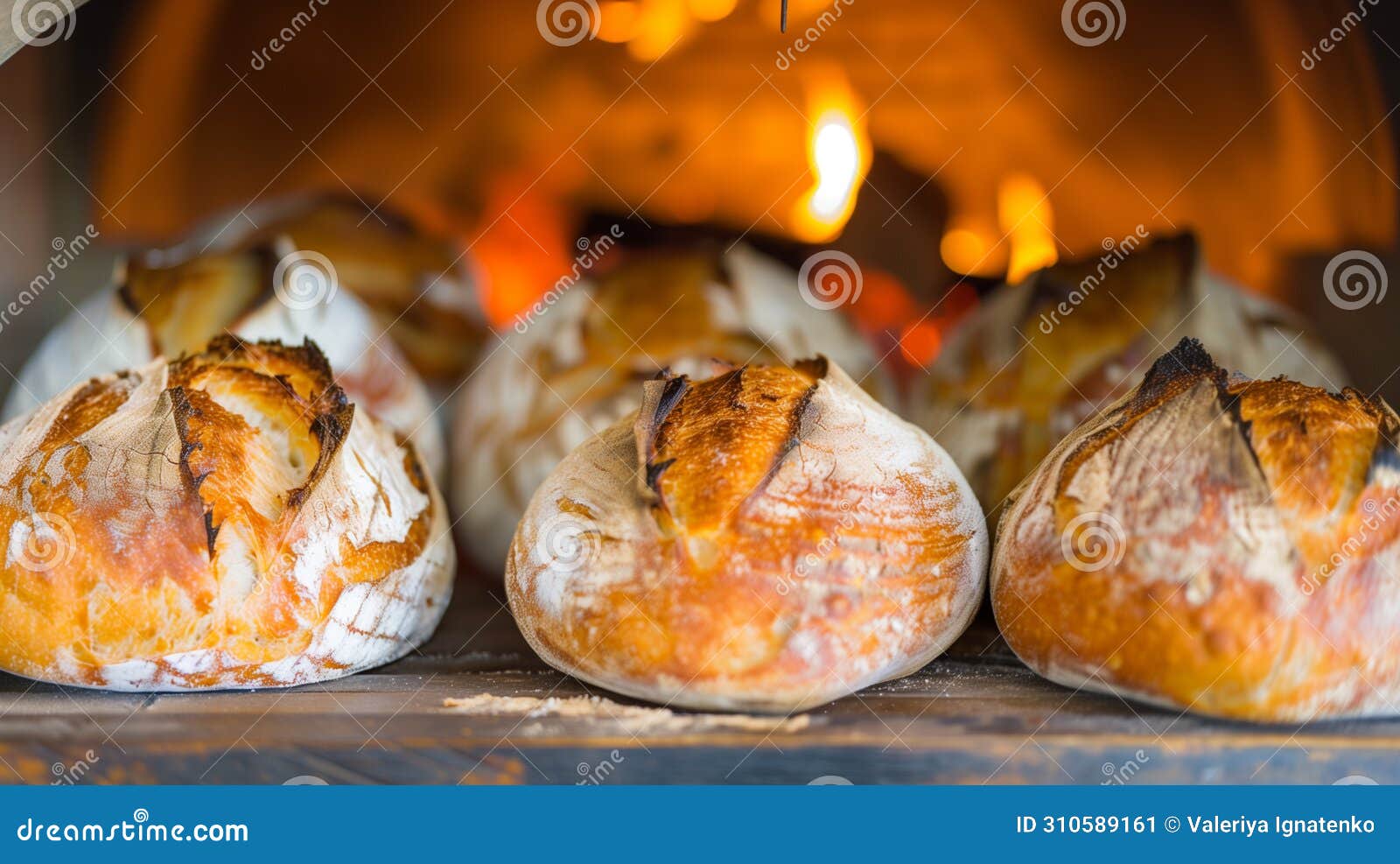 Bread Baked in a Wood-fired Oven Stock Image - Image of fireplace ...