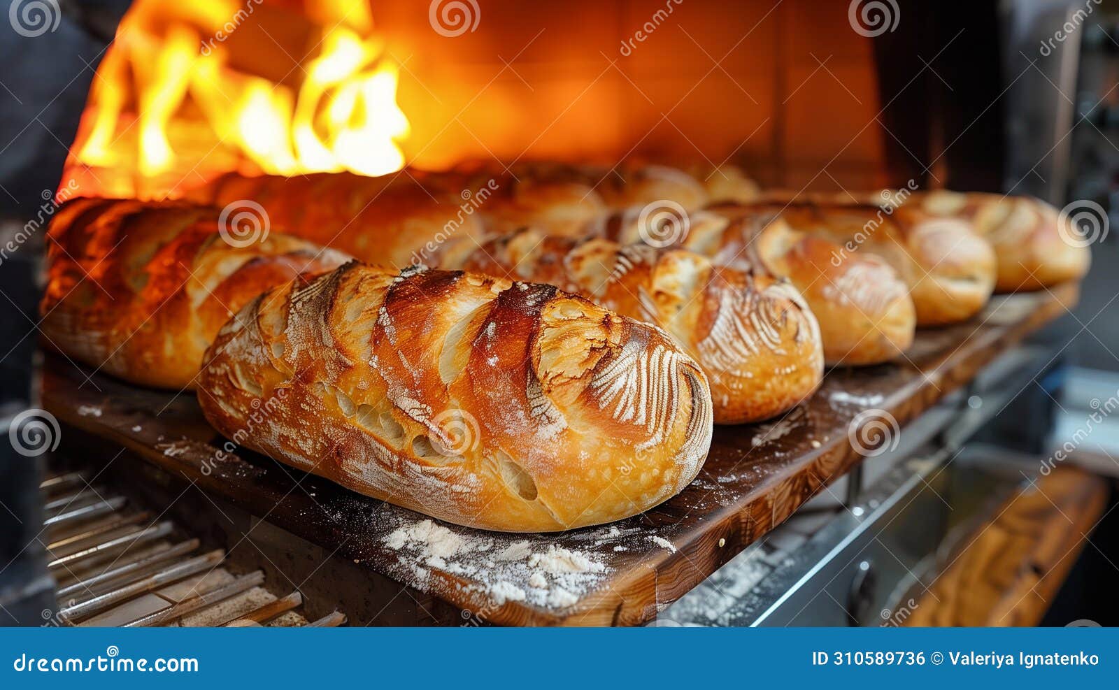 Bread Baked in a Wood-fired Oven Stock Photo - Image of background ...