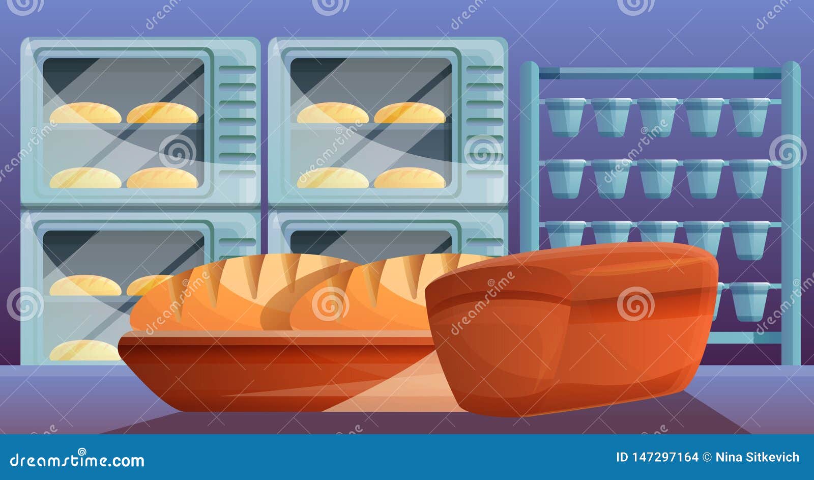 Bread from Bakery Factory Concept Banner, Cartoon Style Stock Vector ... Bread from Bakery Factory Concept Banner, Cartoon Style Stock Vector ...