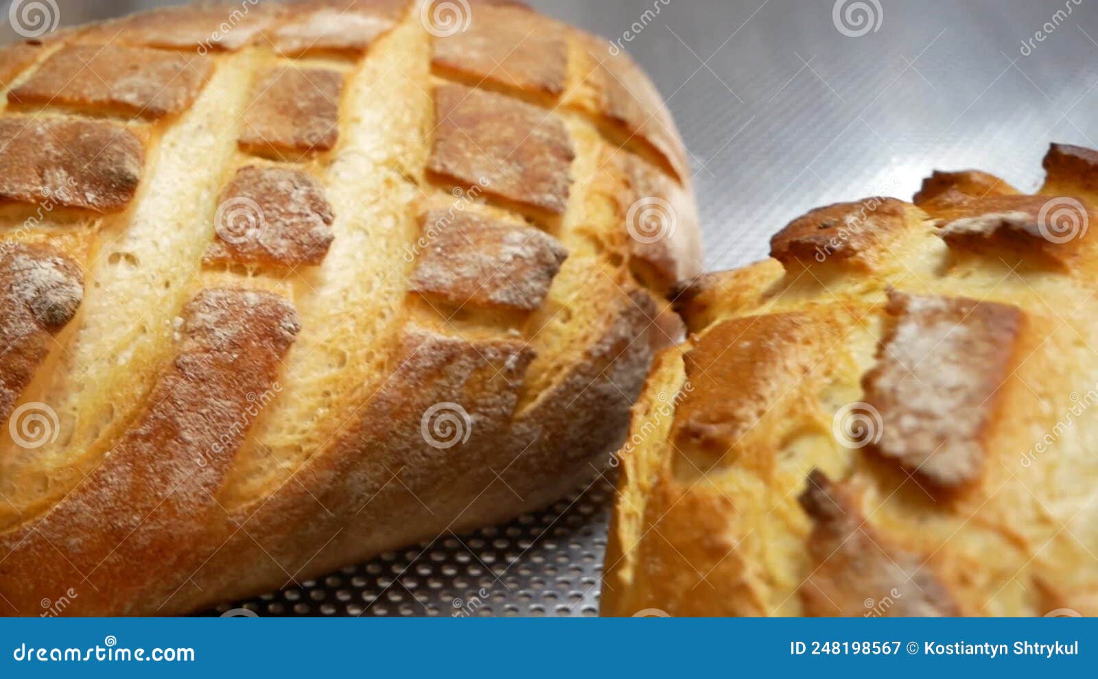 Bread Bakery. Fresh Bread Close Up Stock Video - Video of wheat, white ...