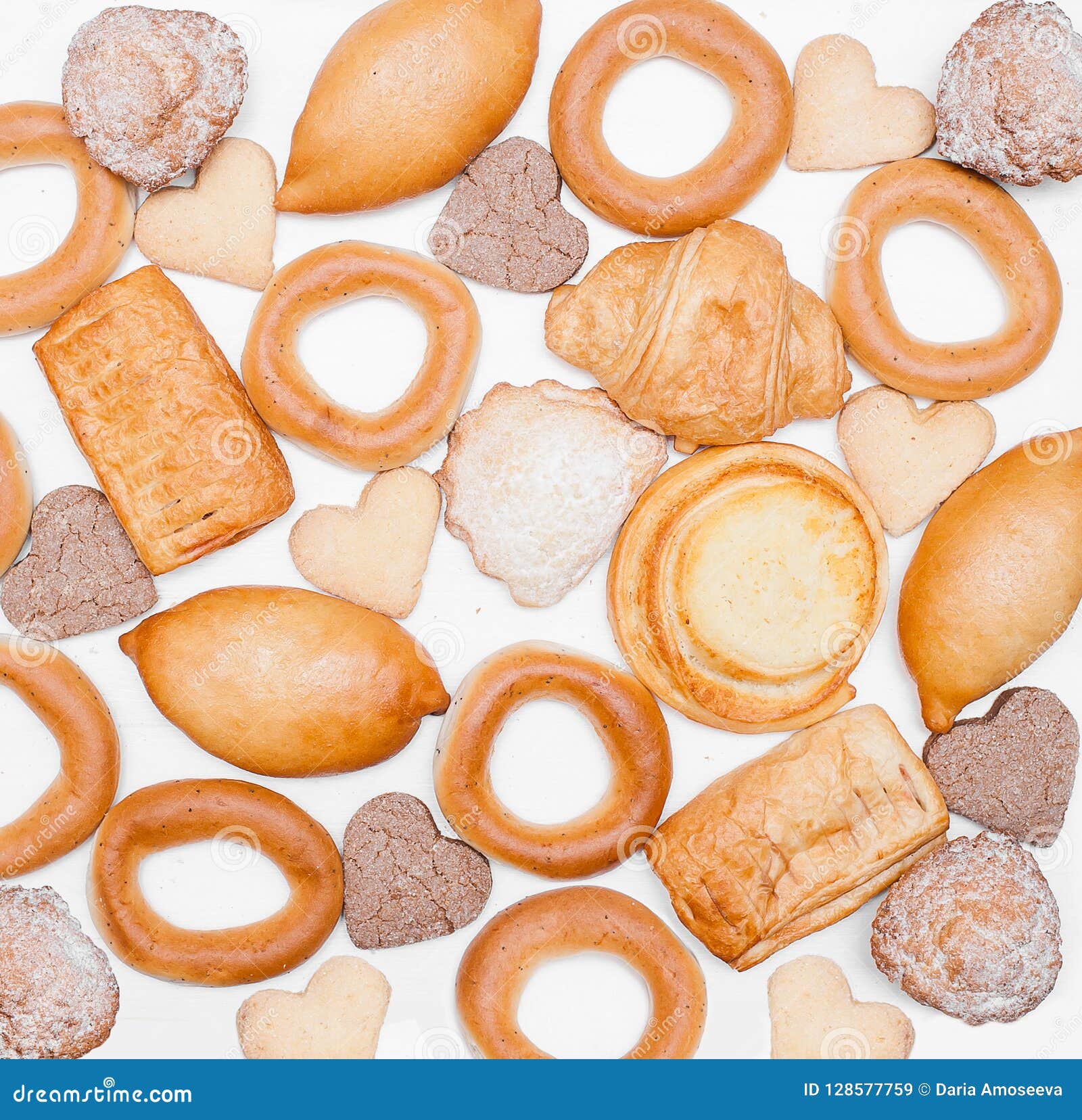 Bread and Bakery Pattern. Fresh Bread Set. Baked Goods Background ...