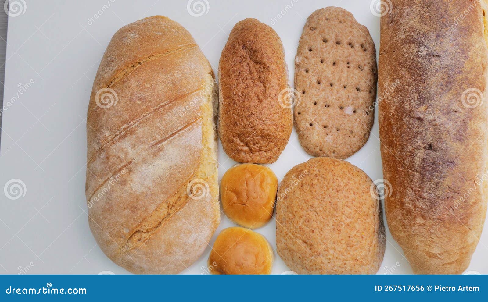 Bread and Bakery Products Isolated on White. Different Types of Bread ...