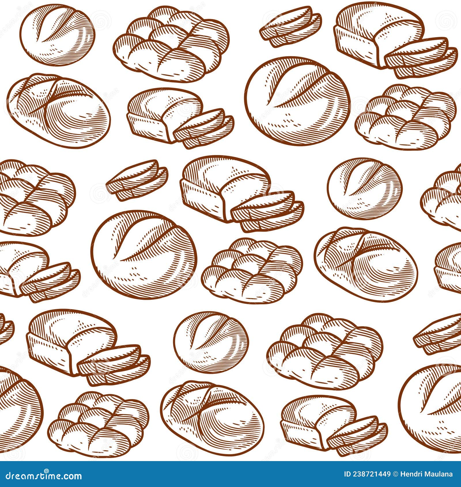 Bread and Bakery Seamless Pattern Stock Vector - Illustration of bagel ...