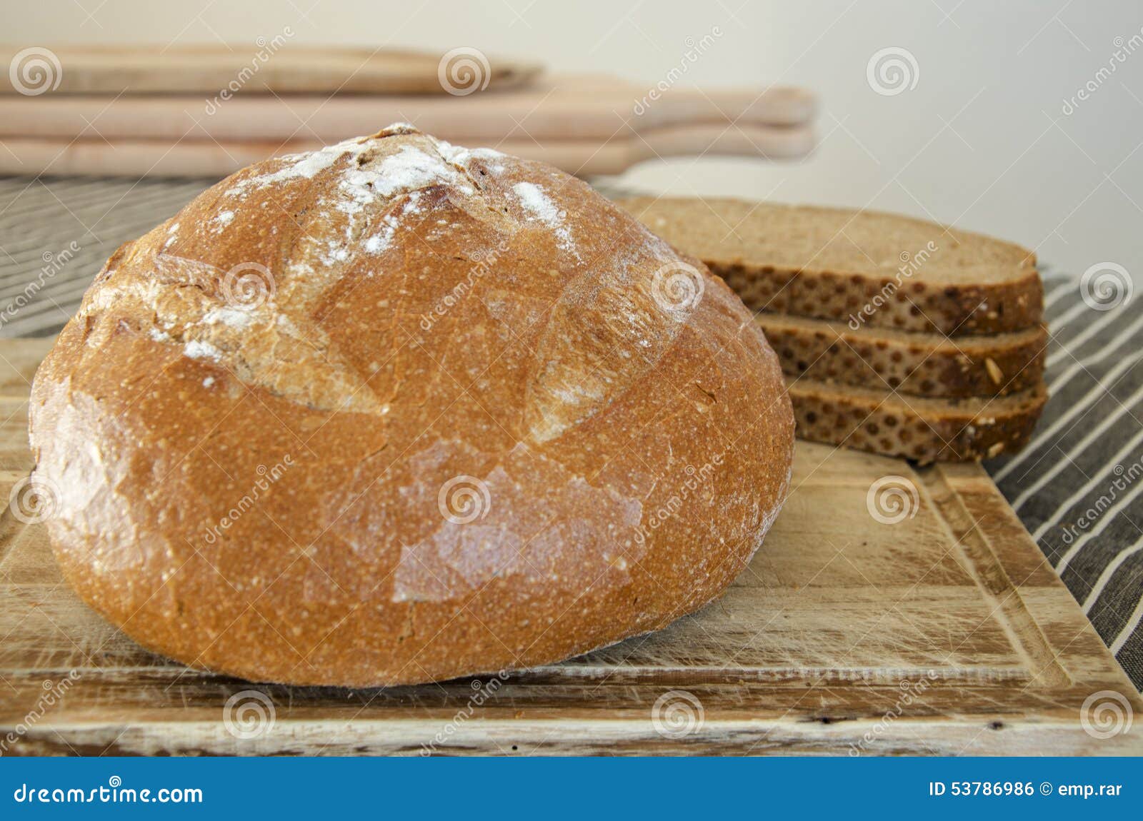Bread in a bakery shop stock photo. Image of sliced, wooden - 53786986