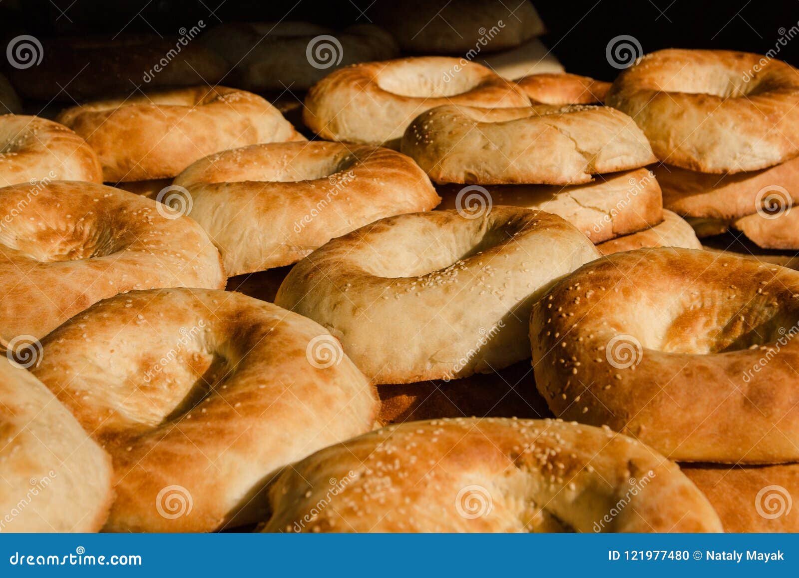 Bread and Bakery. the Typical Traditional Uzbek Round Shape Bread Stock ...