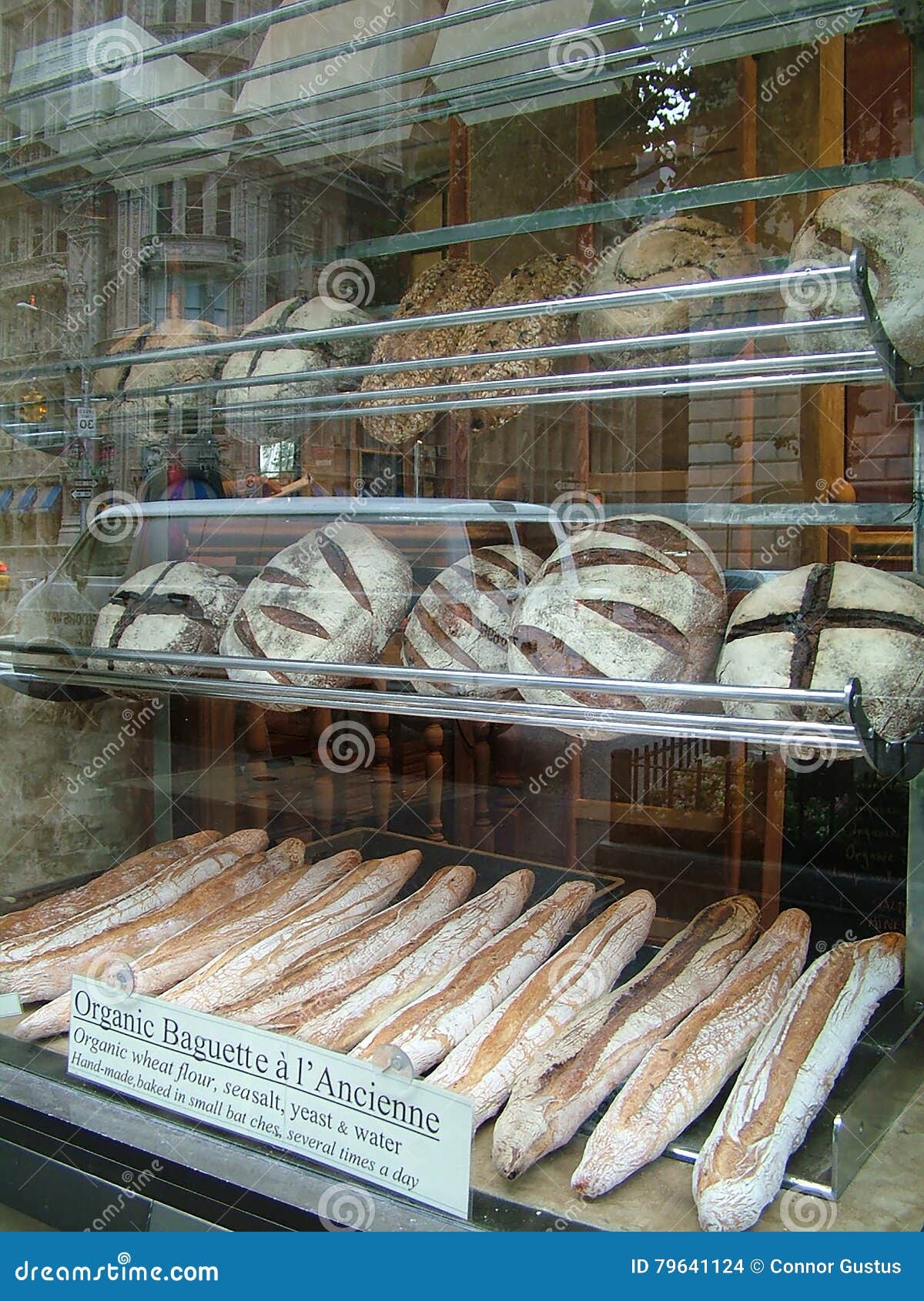 Bread in a Bakery Window stock photo. Image of city, fresh - 79641124