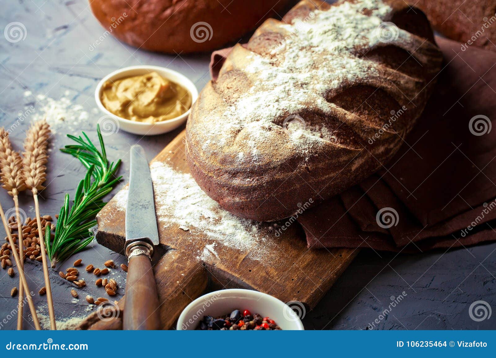 Bread Baking in the Composition Stock Photo - Image of brown, baked ...