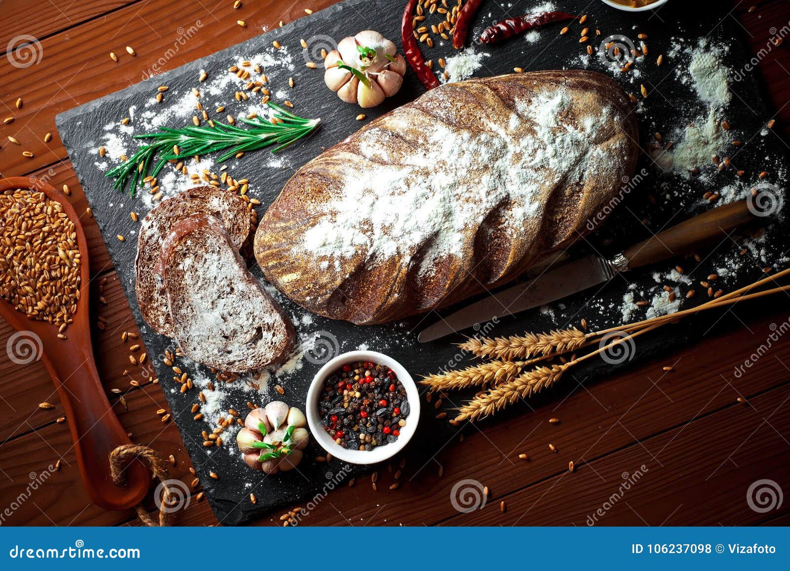 Bread Baking in the Composition Stock Photo - Image of items, breakfast ...
