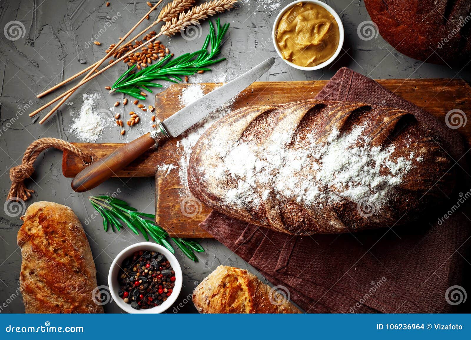 Bread Baking in the Composition Stock Photo - Image of healthy, fresh ...