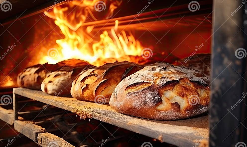 Bread Baking by the Fire stock illustration. Illustration of aromatic ...