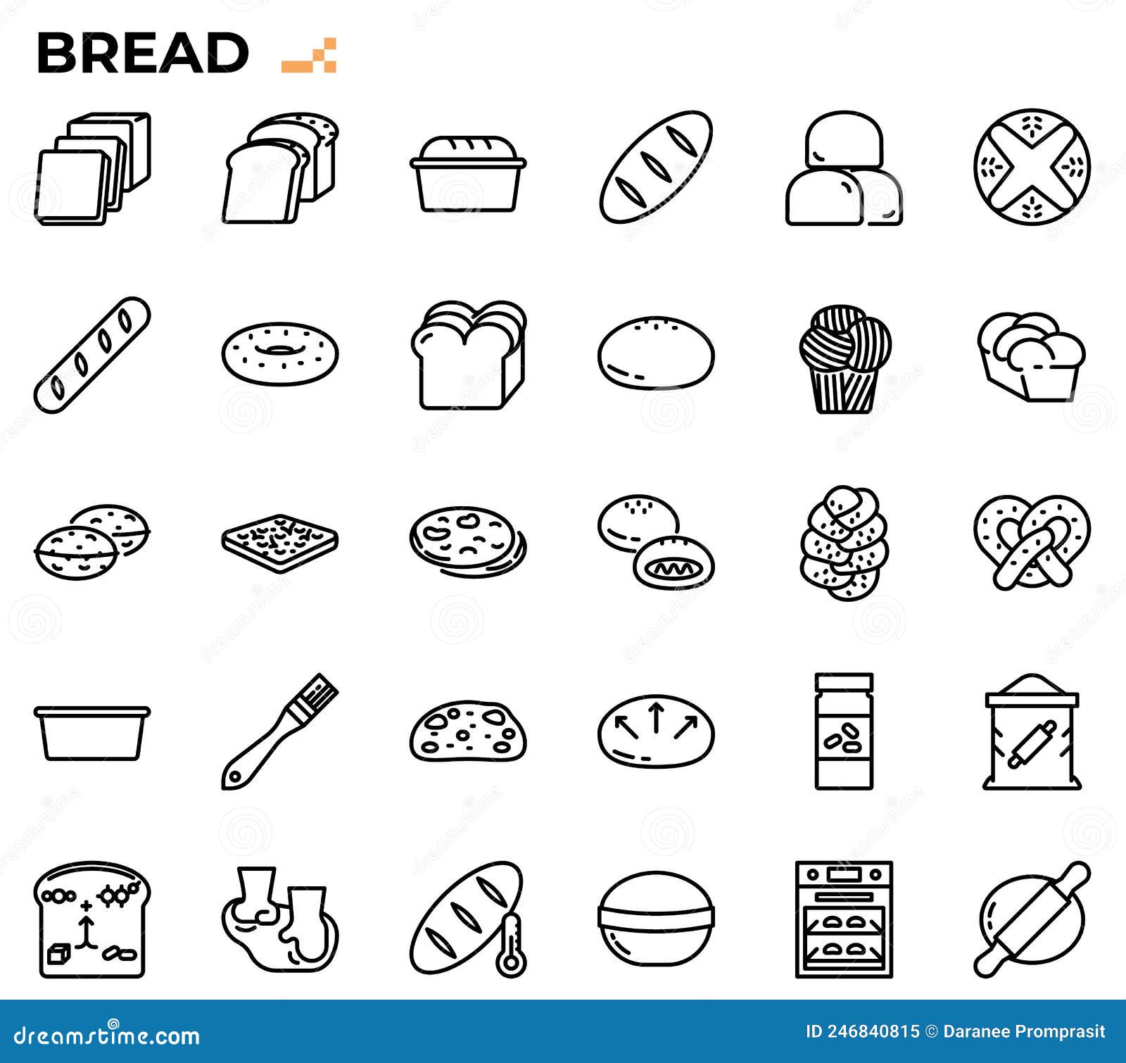 Bread and baking icon set stock vector. Illustration of dough - 246840815