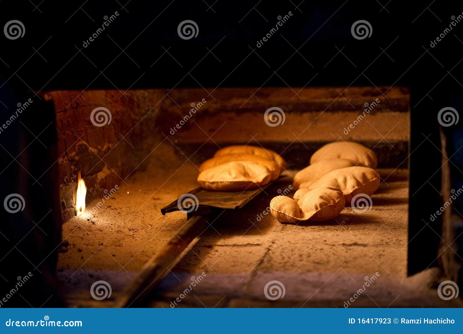 Bread Baking in an Open Firewood Oven Traditional Stock Image - Image ...