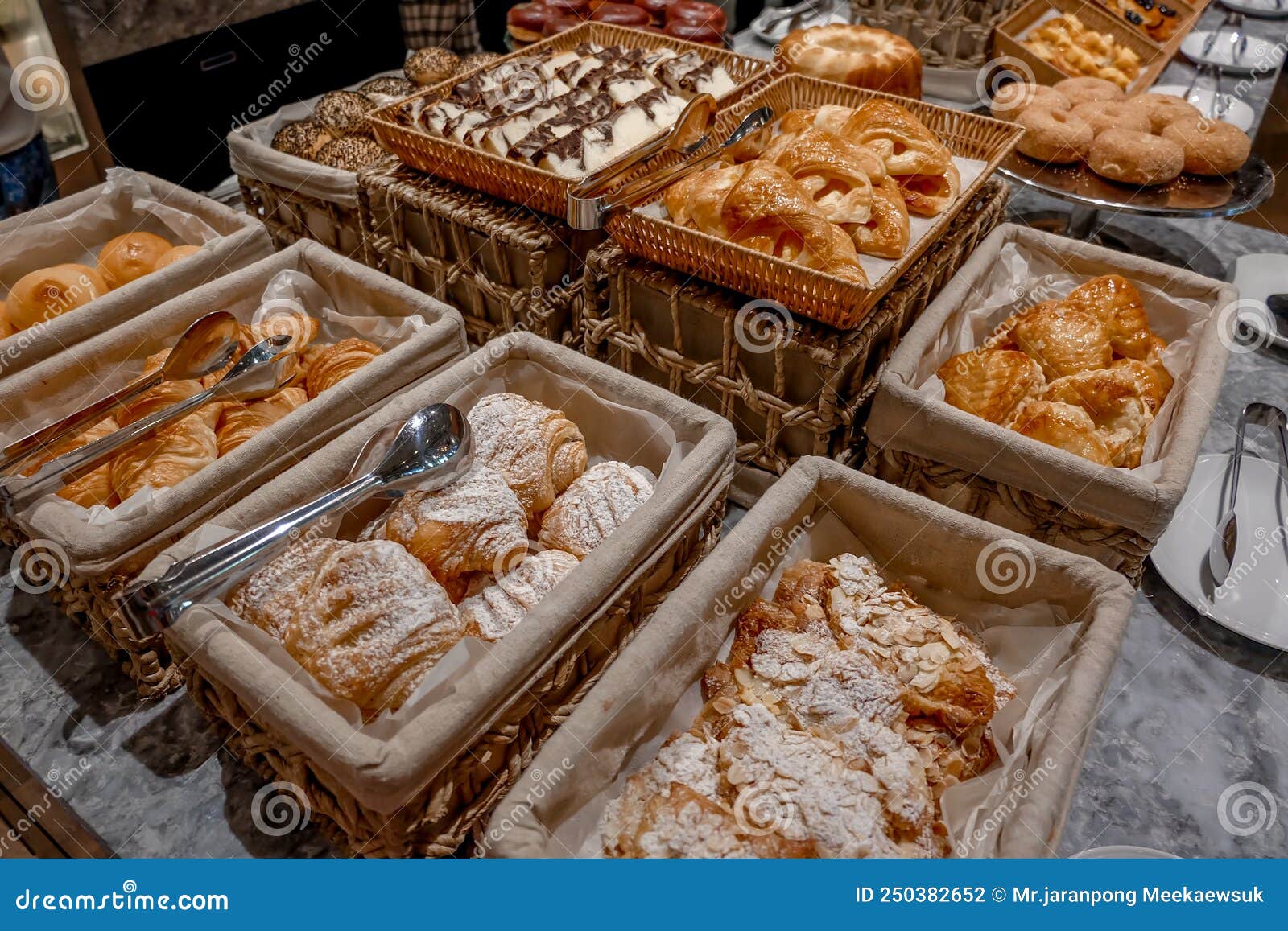 Bread Bar Station in Buffet Line. Stock Photo - Image of desserts ...