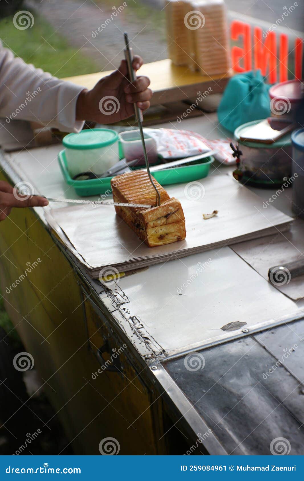 Making toast stock image. Image of fresh, butter, goggles - 259084961