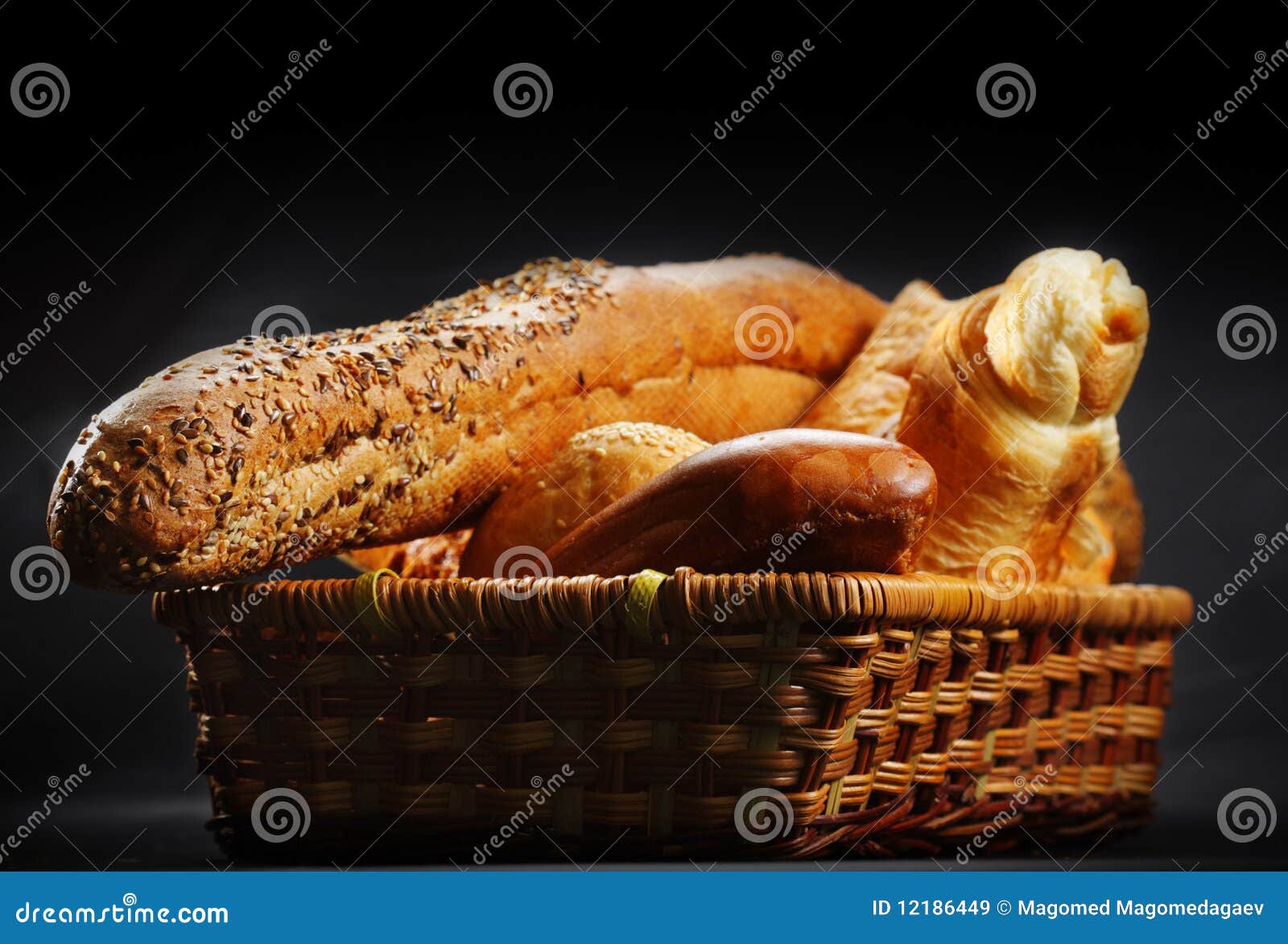 Bread in basket stock image. Image of bread, basket, loaf - 12186449