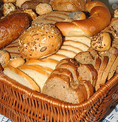 Bread in a basket stock photo. Image of lunch, food, loaf - 9689856