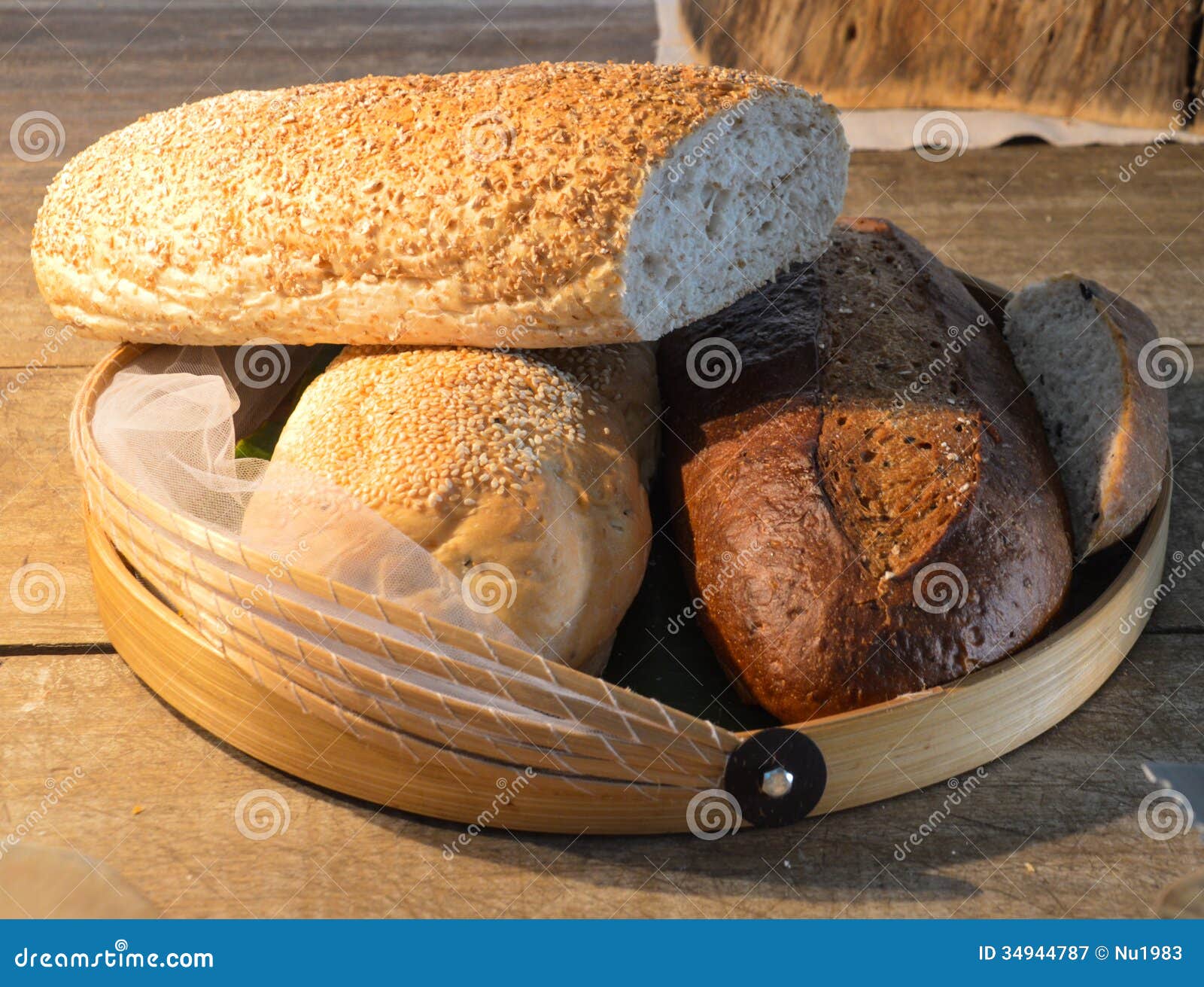 Bread in basket stock image. Image of group, shot, sackcloth - 34944787