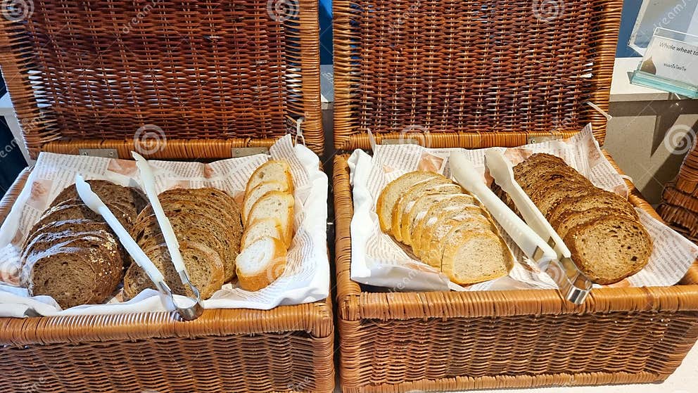 Bread in a Basket at a Breakfast Buffet in a Luxury Hotel Stock Photo ...
