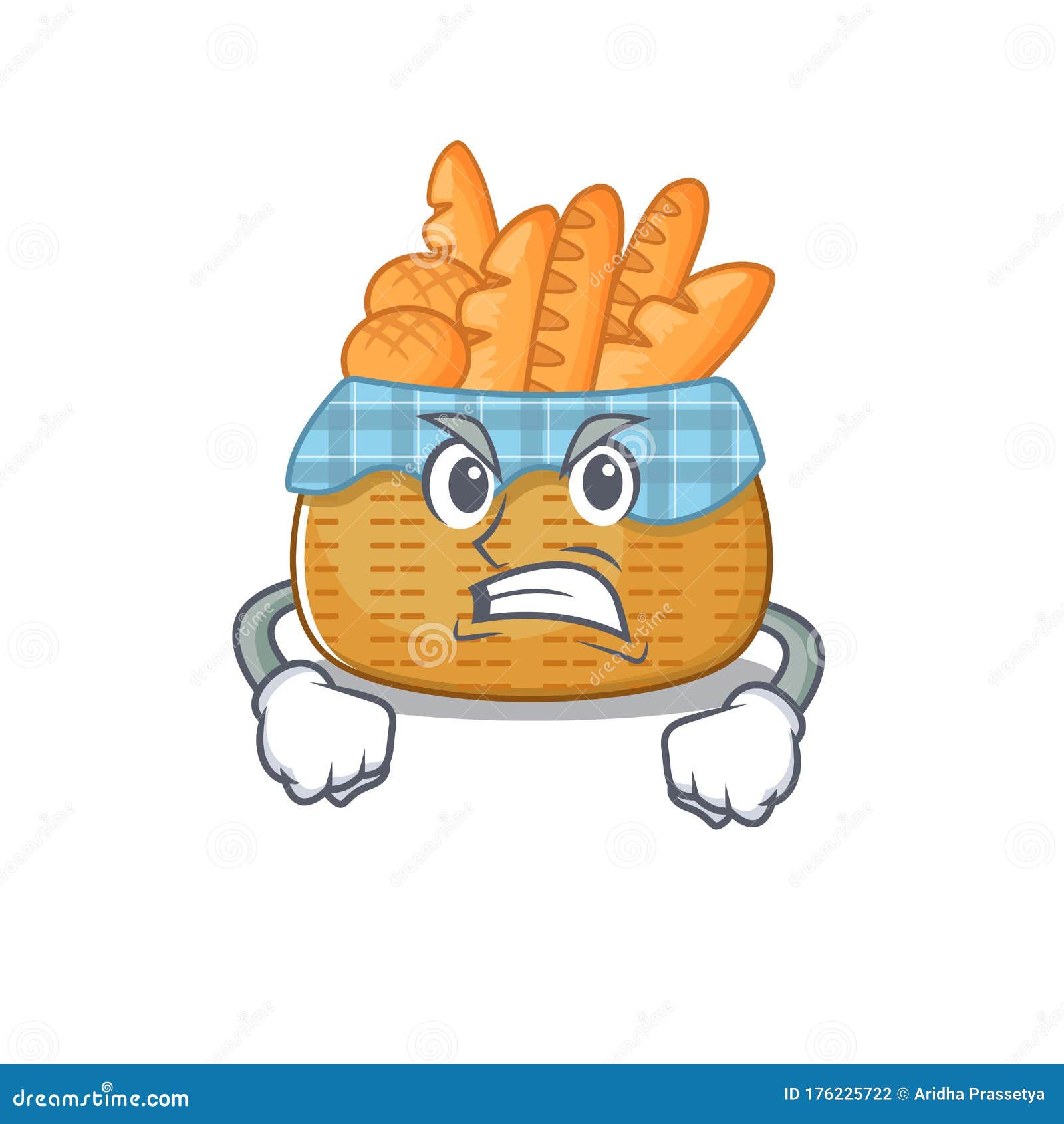 Bread Basket Cartoon Character Design with Angry Face Stock Vector ...