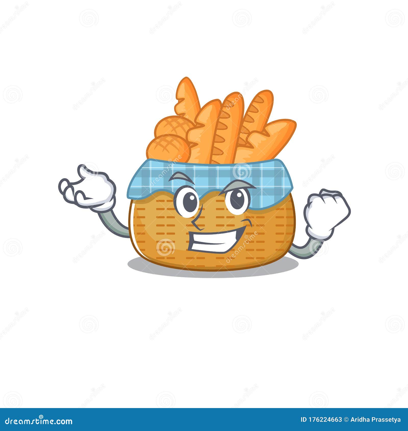 Bread Basket Cartoon Character Style with Happy Face Stock Vector ...