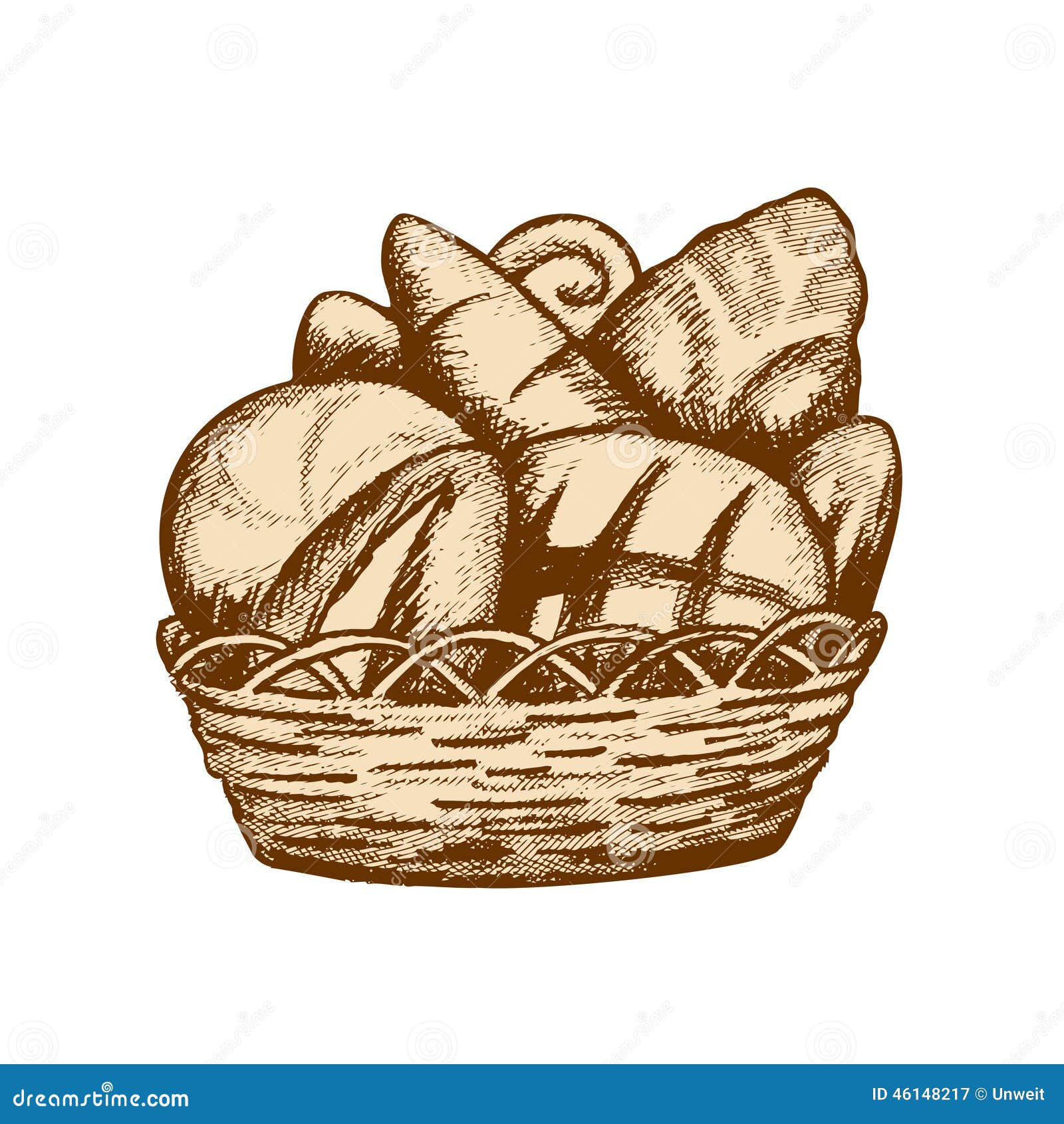Bread Basket With Tongs In Canteen Icon Doodle Illustration Cartoon ...