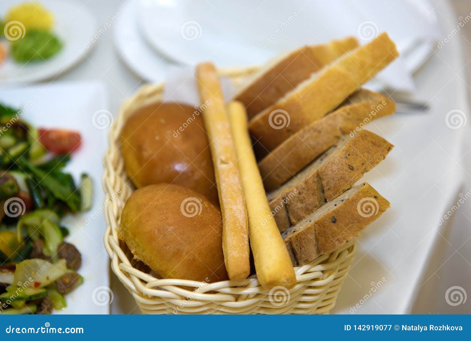 Bread in a Basket on the Table Stock Image - Image of organic, dinner ...