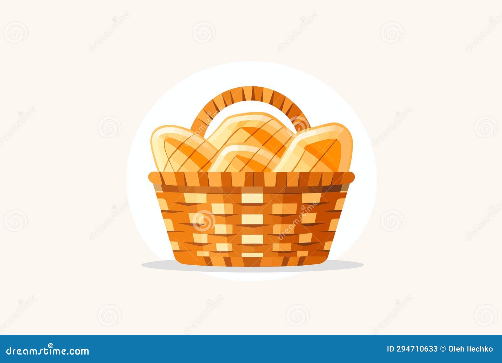 Bread in Basket Vector Flat Minimalistic Isolated Vector Style ...