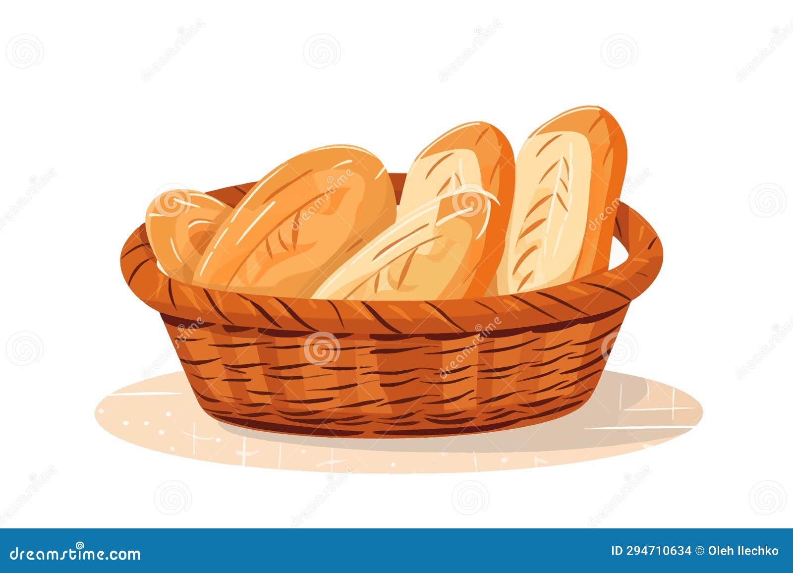 Bread in Basket Vector Flat Minimalistic Isolated Vector Style ...