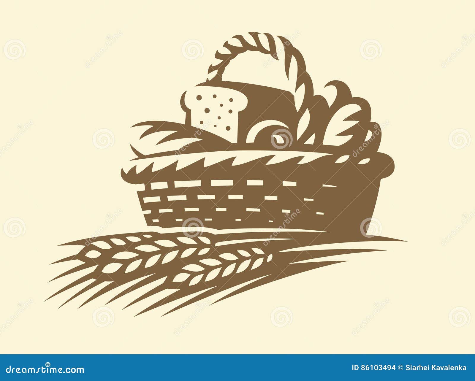 Bread Basket - Vector Illustration. Bakery Emblem on White Background ...