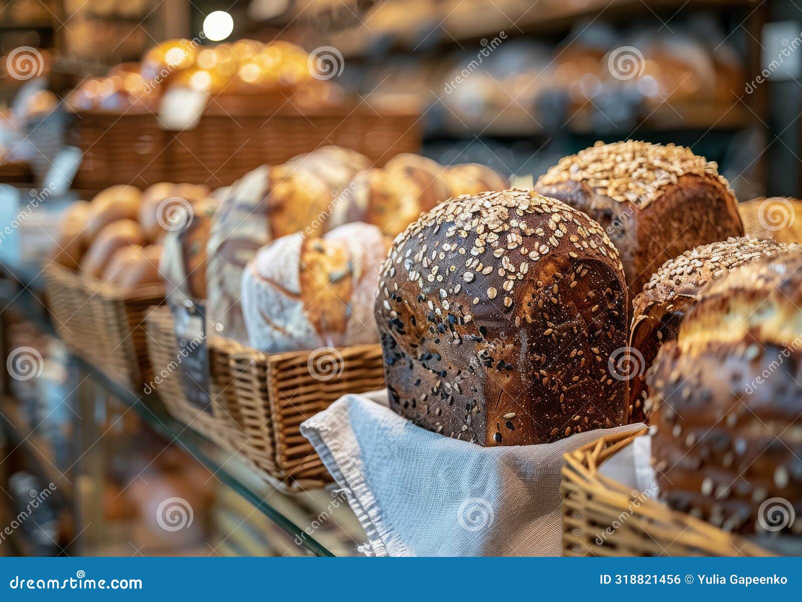 Bread Baskets on Shelf in Bakery Stock Photo - Image of generative ...