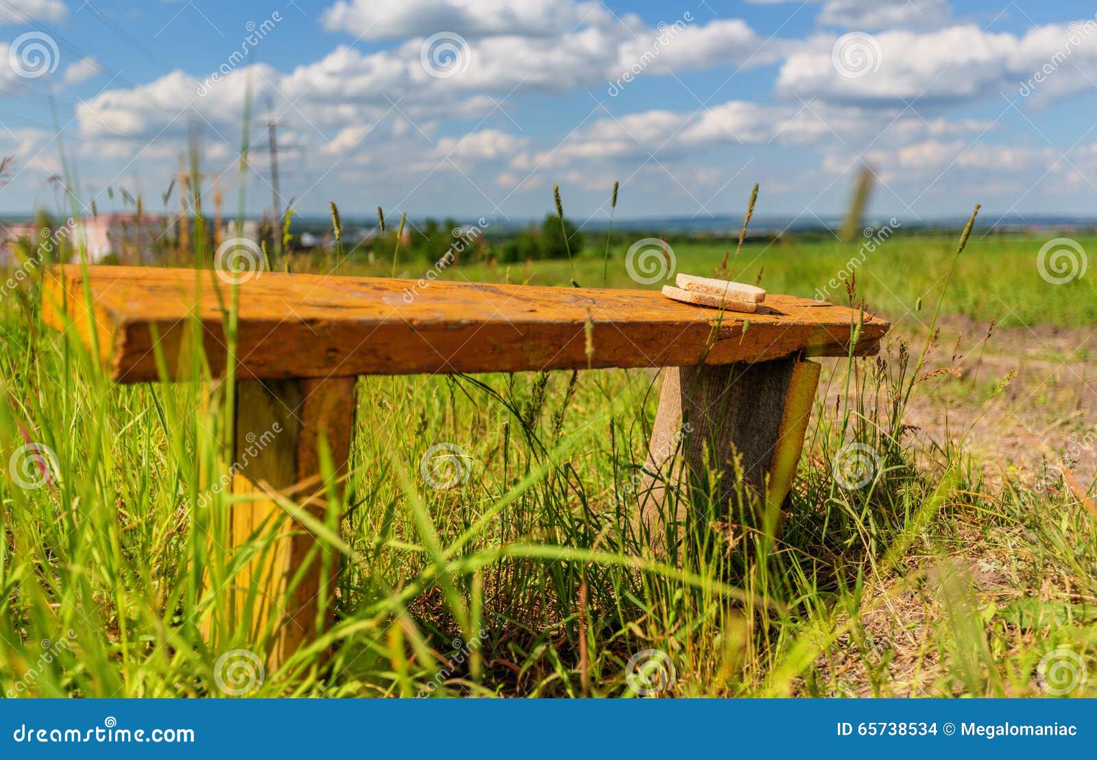 Bread on bench stock photo. Image of loaf, product, cloud - 65738534