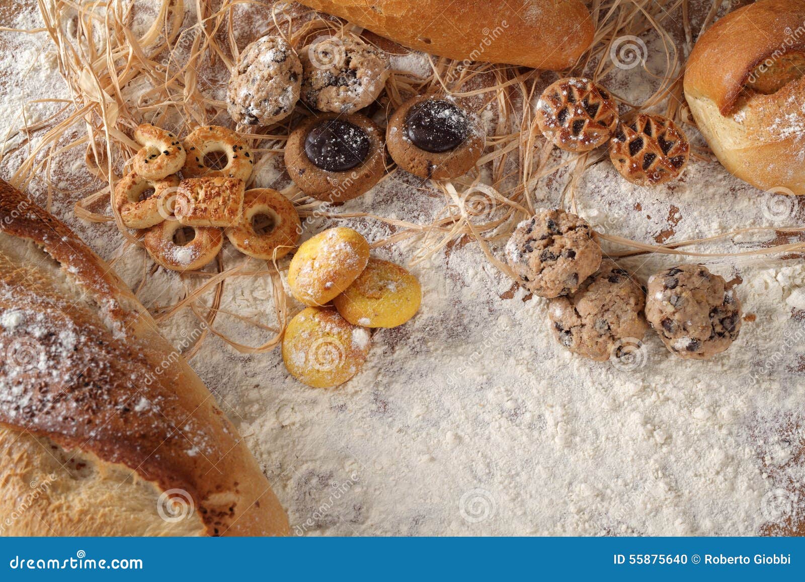 Bread Biscuits and flour stock photo. Image of chocolate - 55875640