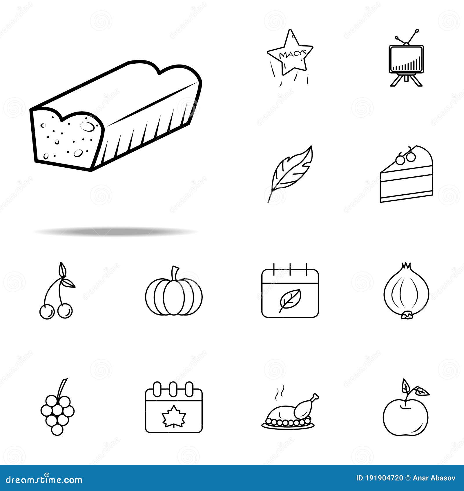 Bread, Biscuits, Pastry, Brioche Icon. Thanksgiving Day Icons Universal ...