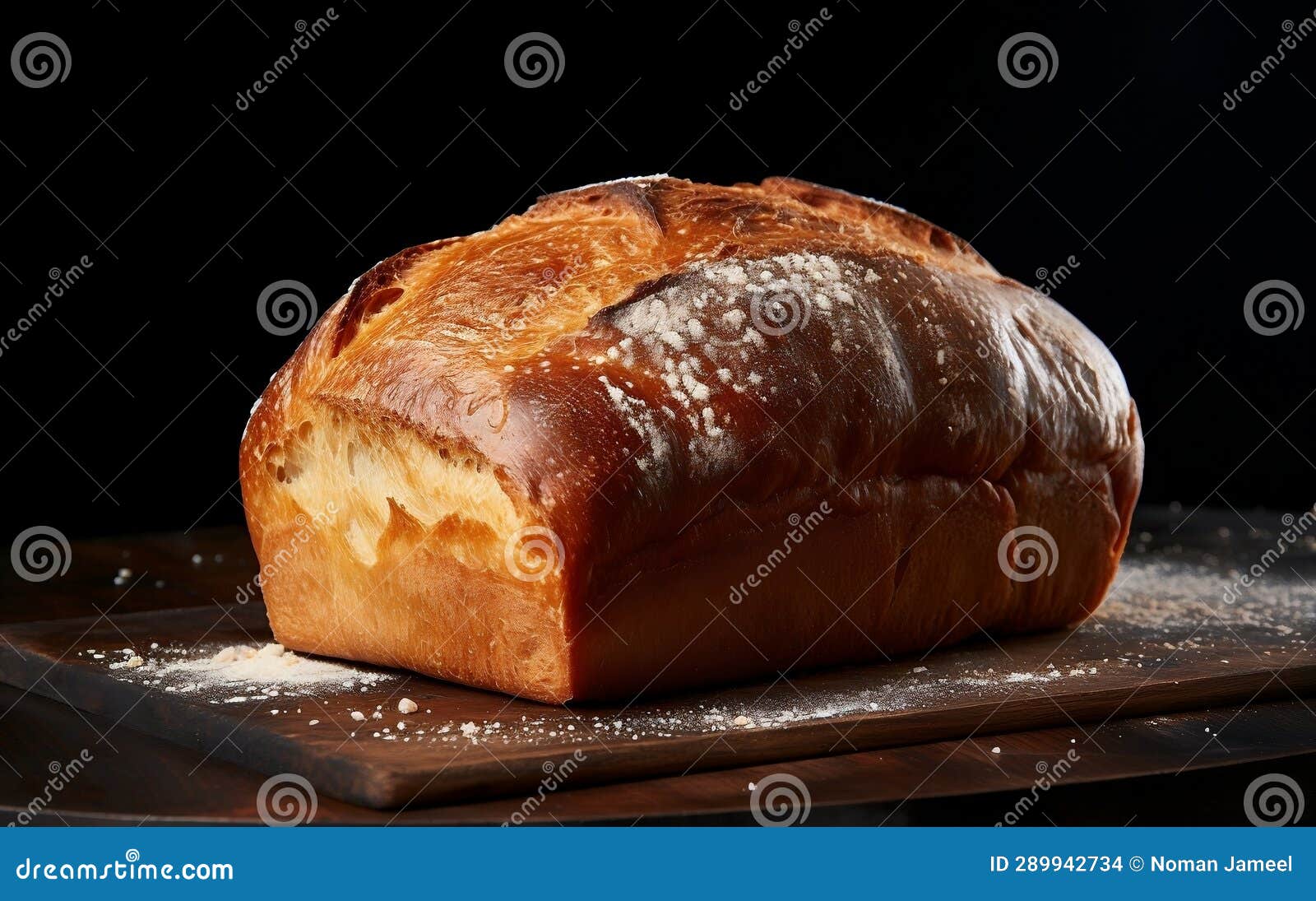 Bread on Black Backdrop - Minimalist Culinary Art. Generative by Ai ...