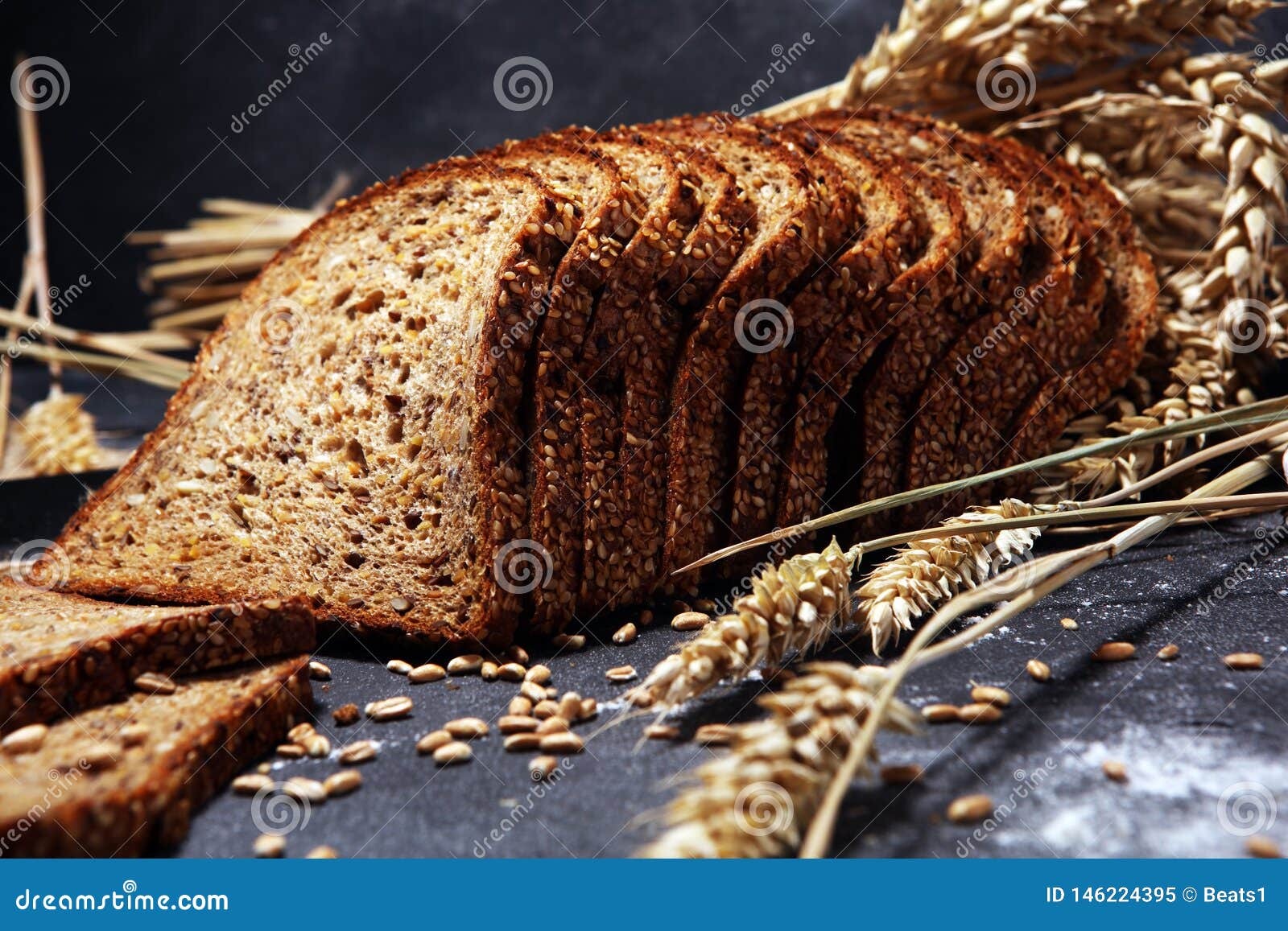 Bread on Black Board from Above. Kitchen or Bakery Poster Design with ...