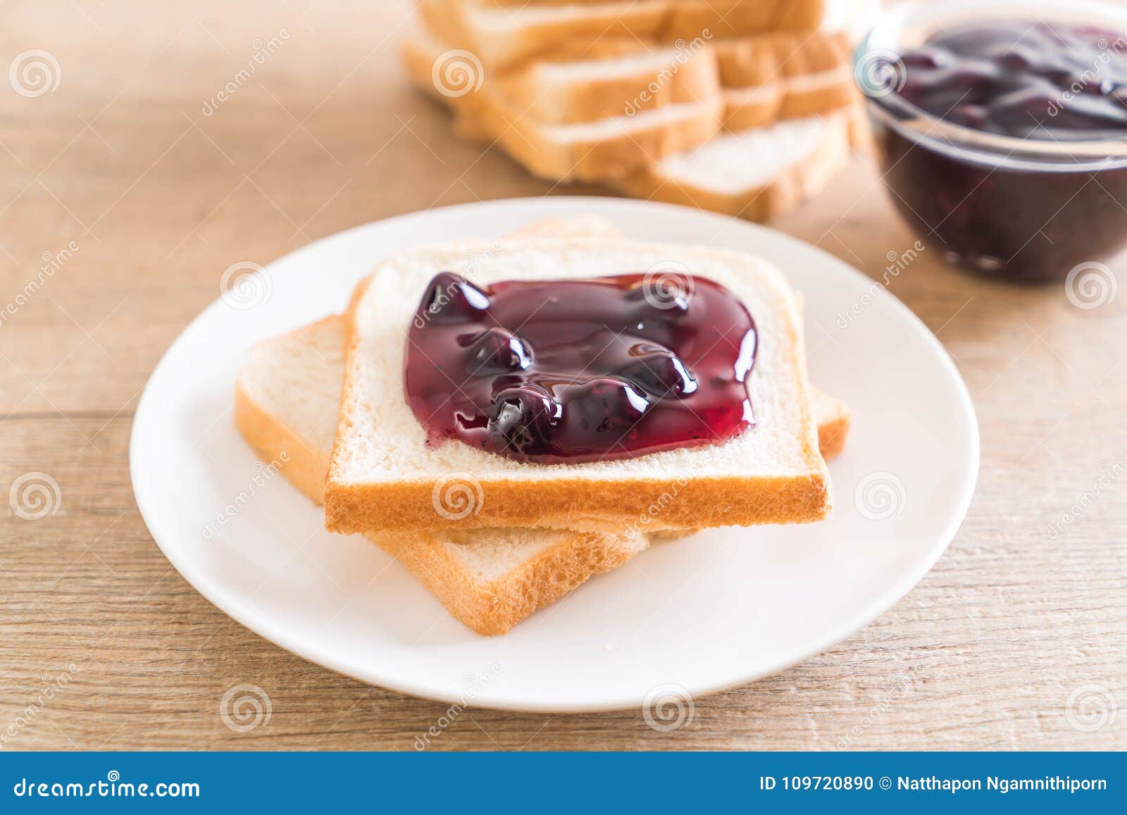 Bread with blueberry jam stock photo. Image of blueberry - 109720890