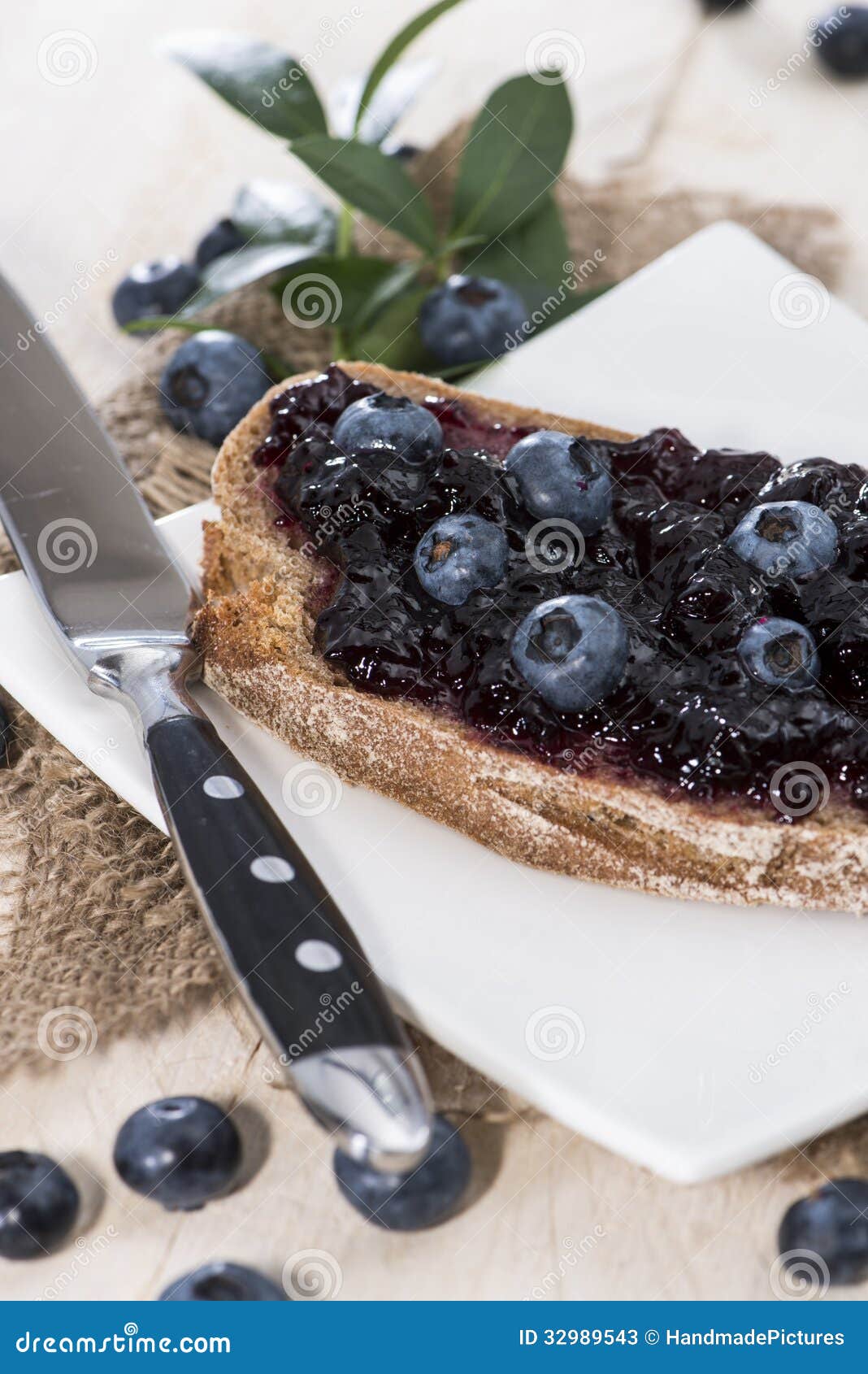 Bread with Blueberry Jam stock image. Image of food, slice - 32989543