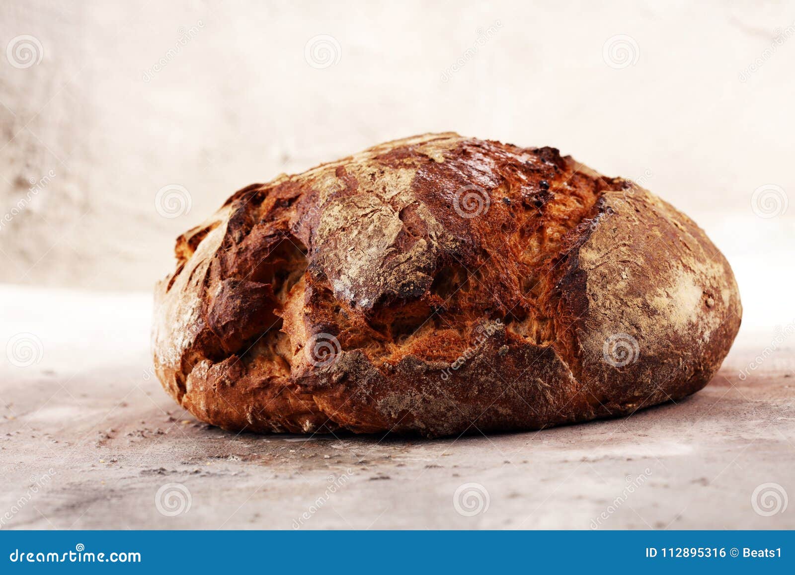 Bread on Board from Above. Kitchen or Bakery Poster Design Stock Photo ...