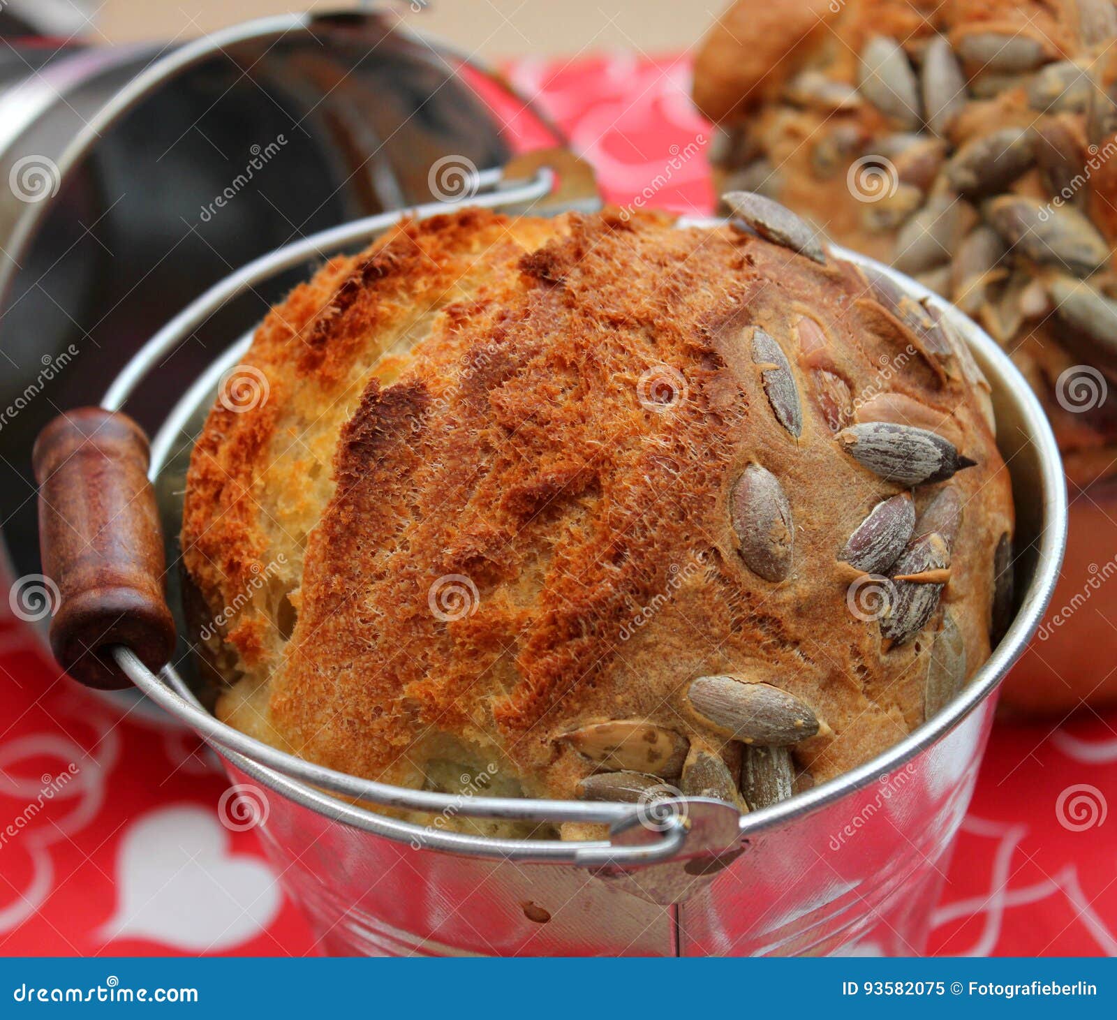 Bread in a bucket stock image. Image of wheat, bakery - 93582075