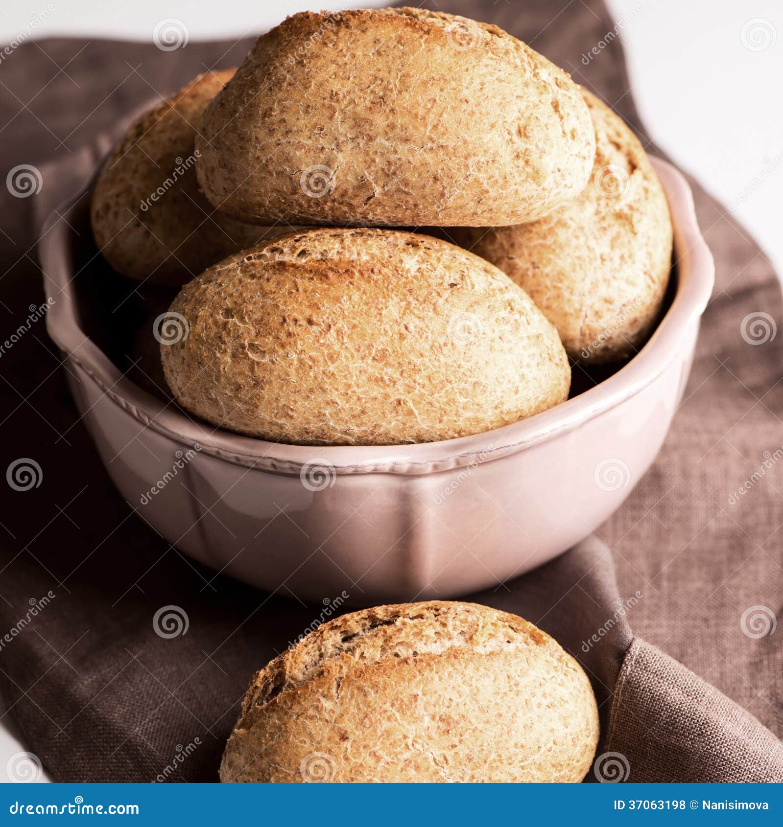 Bread buns in bowl square stock photo. Image of closeup - 37063198