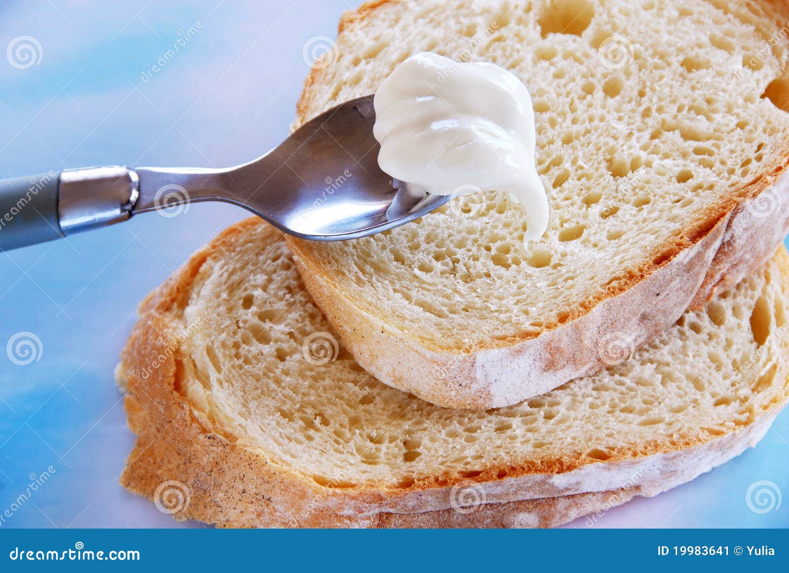 Bread and butter stock image. Image of appetizing, blue - 19983641
