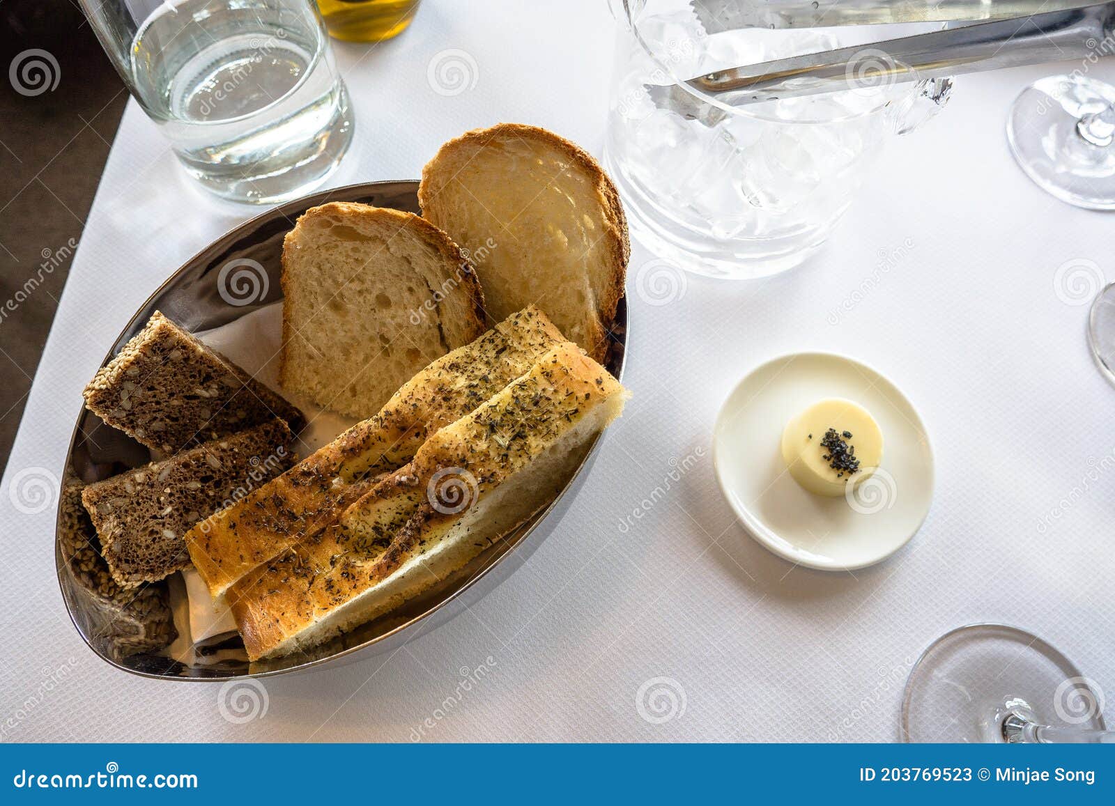 Bread and Butter in Czech Prague Restaurant Stock Image - Image of dish ...