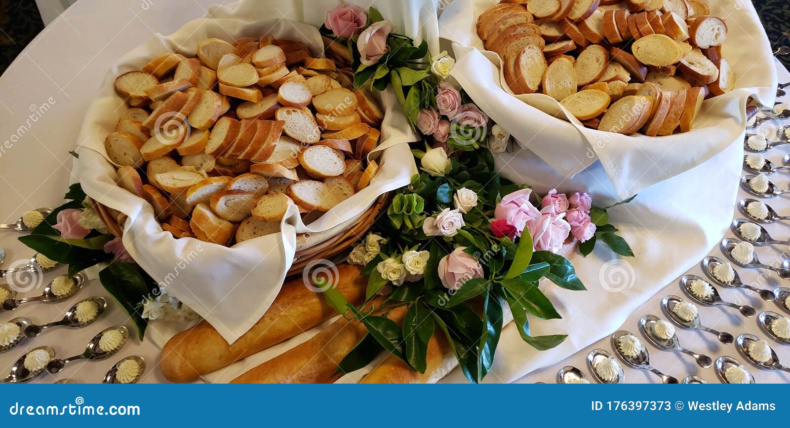 Bread and Butter Display stock image. Image of spoons - 176397373