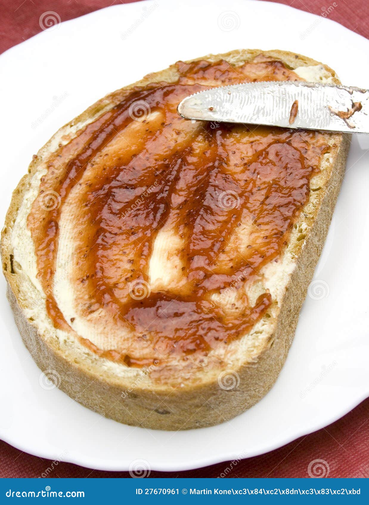 Bread with butter and jam stock image. Image of brown - 27670961