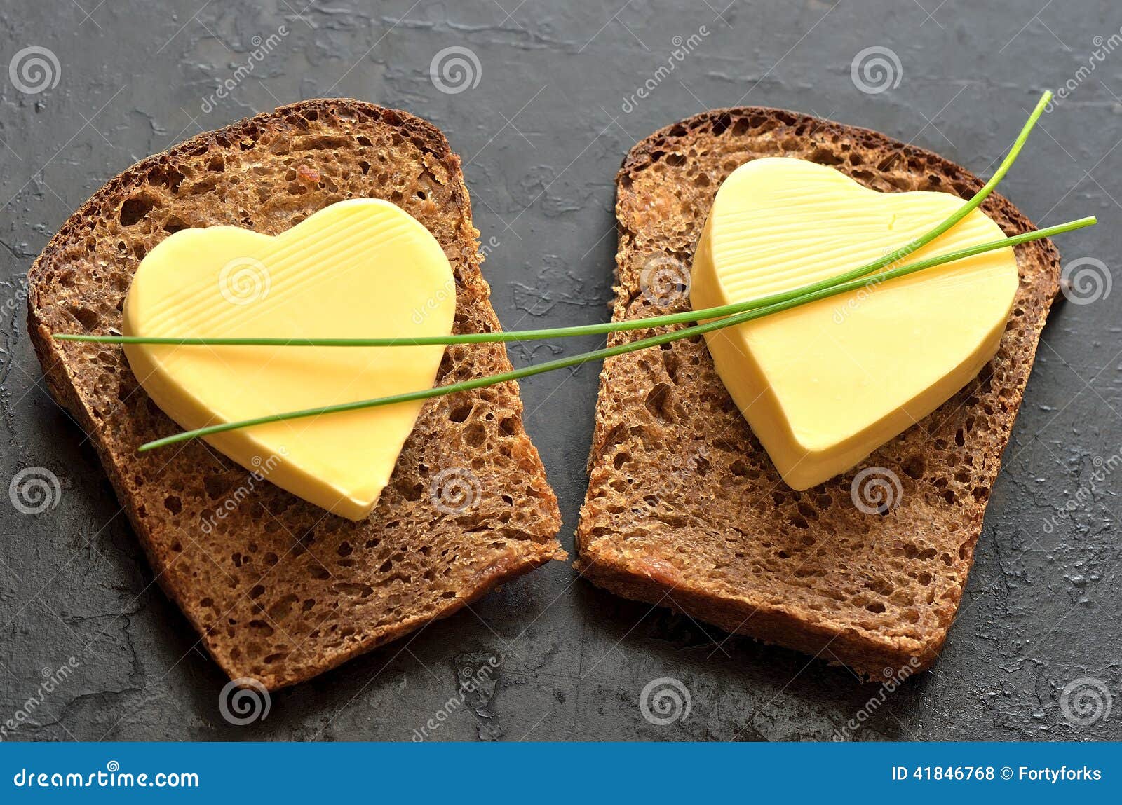 Bread and butter stock photo. Image of black, snack, heart - 41846768
