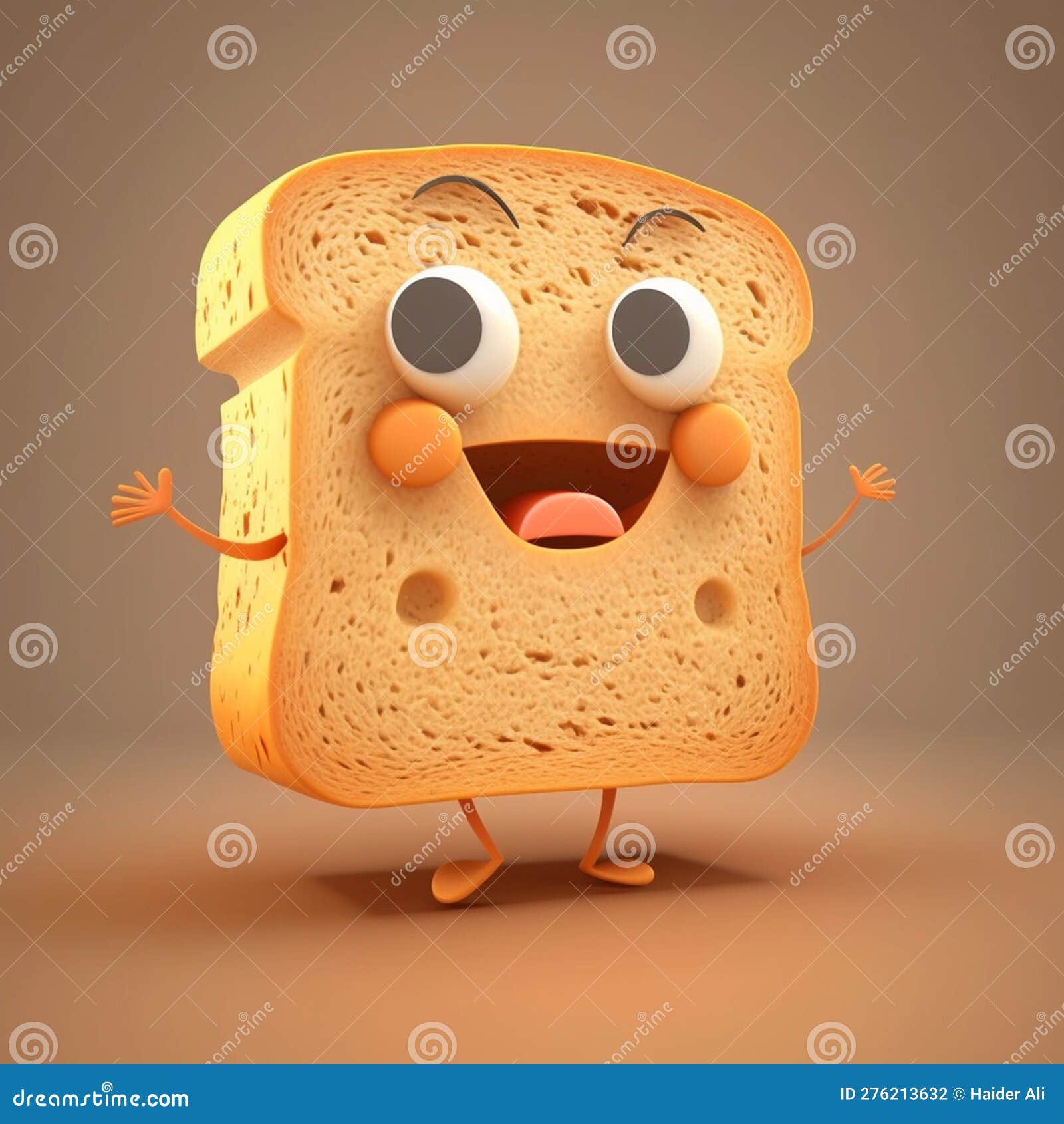 Bread Cartoon Character in Happy Mood. AI Stock Illustration ...